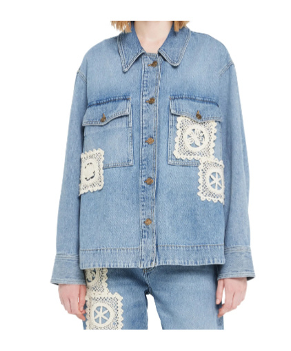 ALANUI Alanui Islands Diary Denim Overshirt with Lace Appliqué